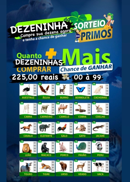 225,00 no pix DEZENINHA PREMIADA :: O Sorteio dos Primos