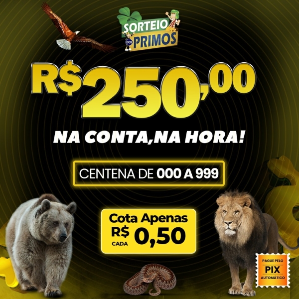 250,00 no pix CENTENINHA PREMIADA 0,50 centavos apenas :: O Sorteio dos Primos